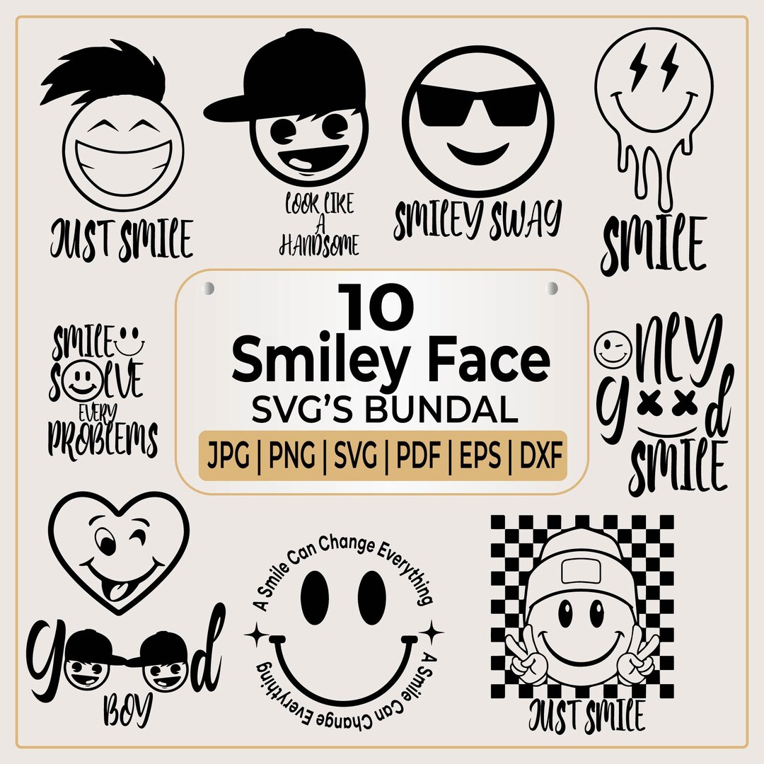 Smiley Face Svg Bundle | Groovy Smiley Face Svg | Drippy Smiley Face ...