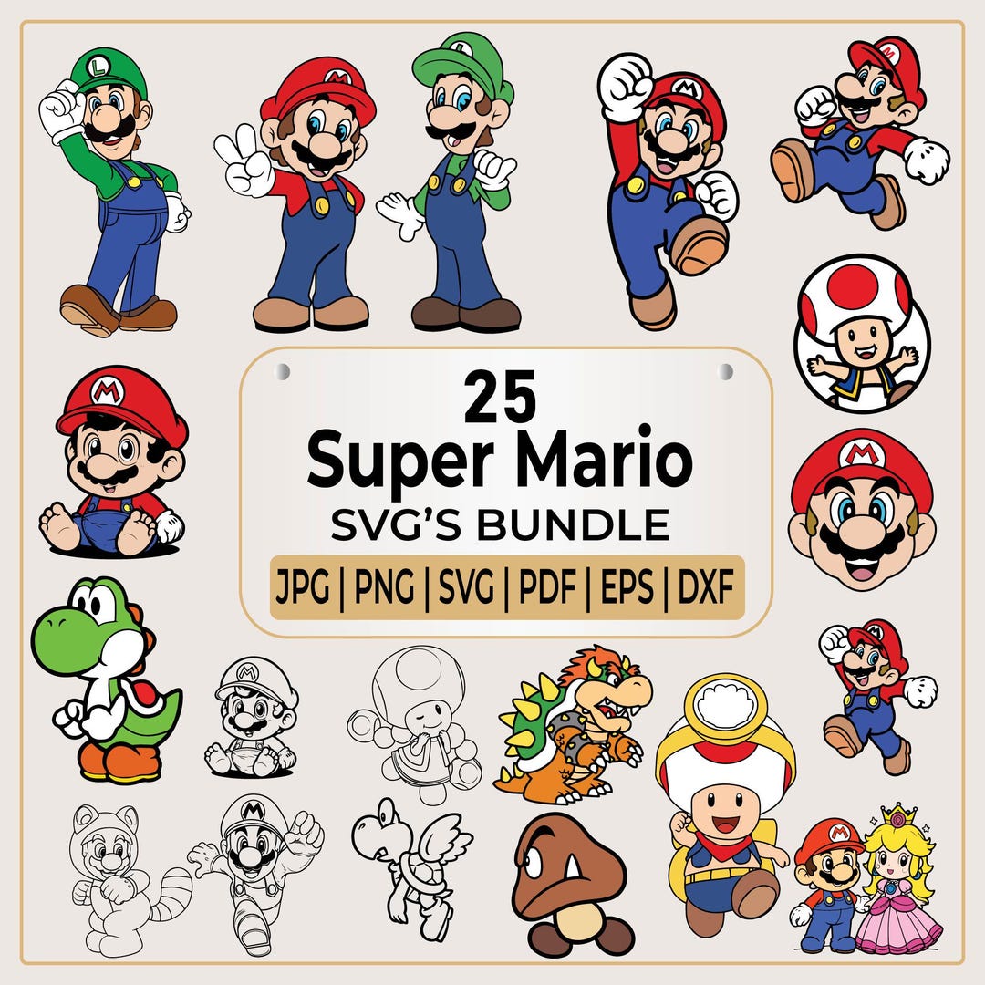 Super Mario SVG Bundle | Super Mario Bundle | Super Mario Png Bundle ...