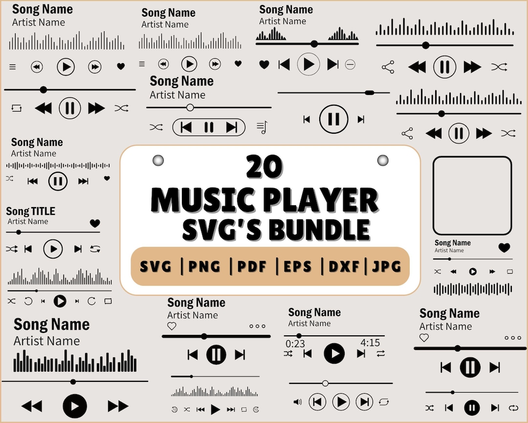 Music Player Svg Bundle | Music Player Display | Spotify Svg | Audio ...