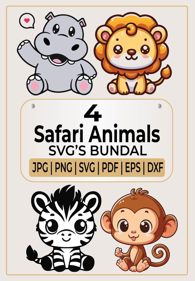 Safari Animals Outline SVG | Cute African Jungle Animal | Cut File ...