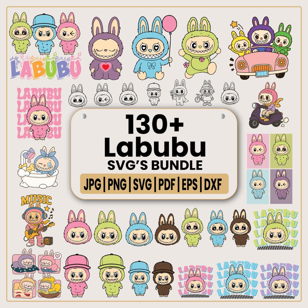 Labubu Designs Svg | Labubu Clipart | Cute Labubu Vector | Labubu Dxf ...