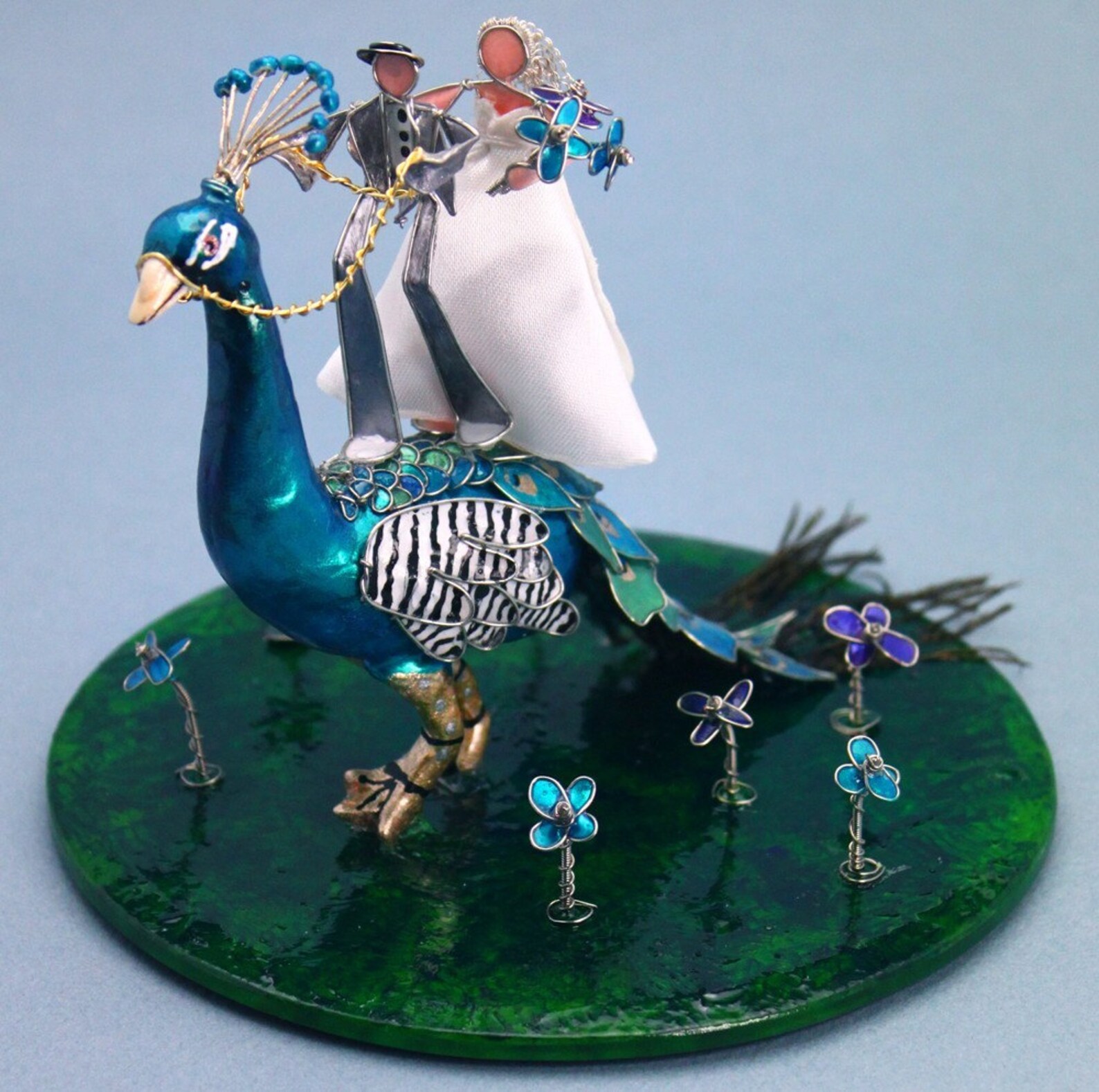 Peacock Wedding Cake Topper (custom) - Etsy