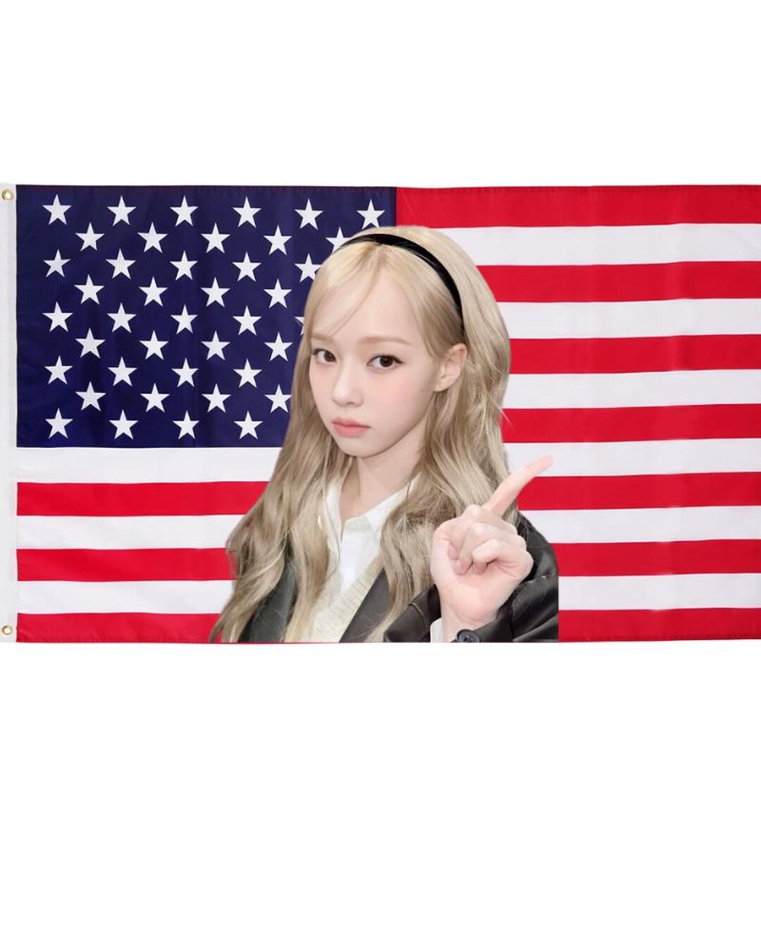 Winter of Aespa USA Flag Bunnie KPOP American Flag Tiktok Meme Trendy Room Tapestry Fanmade ...