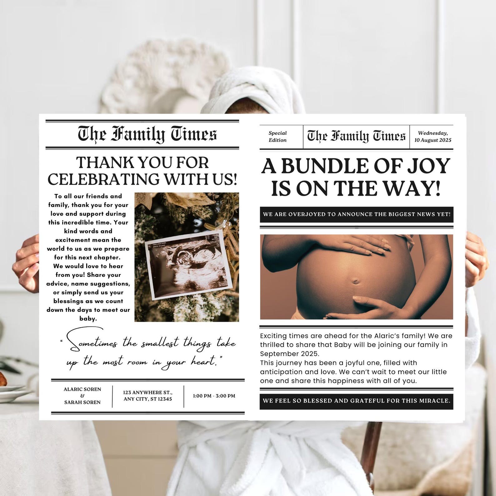 Pregnancy Announcement Newspaper, Canva Newspaper Pregnancy ...