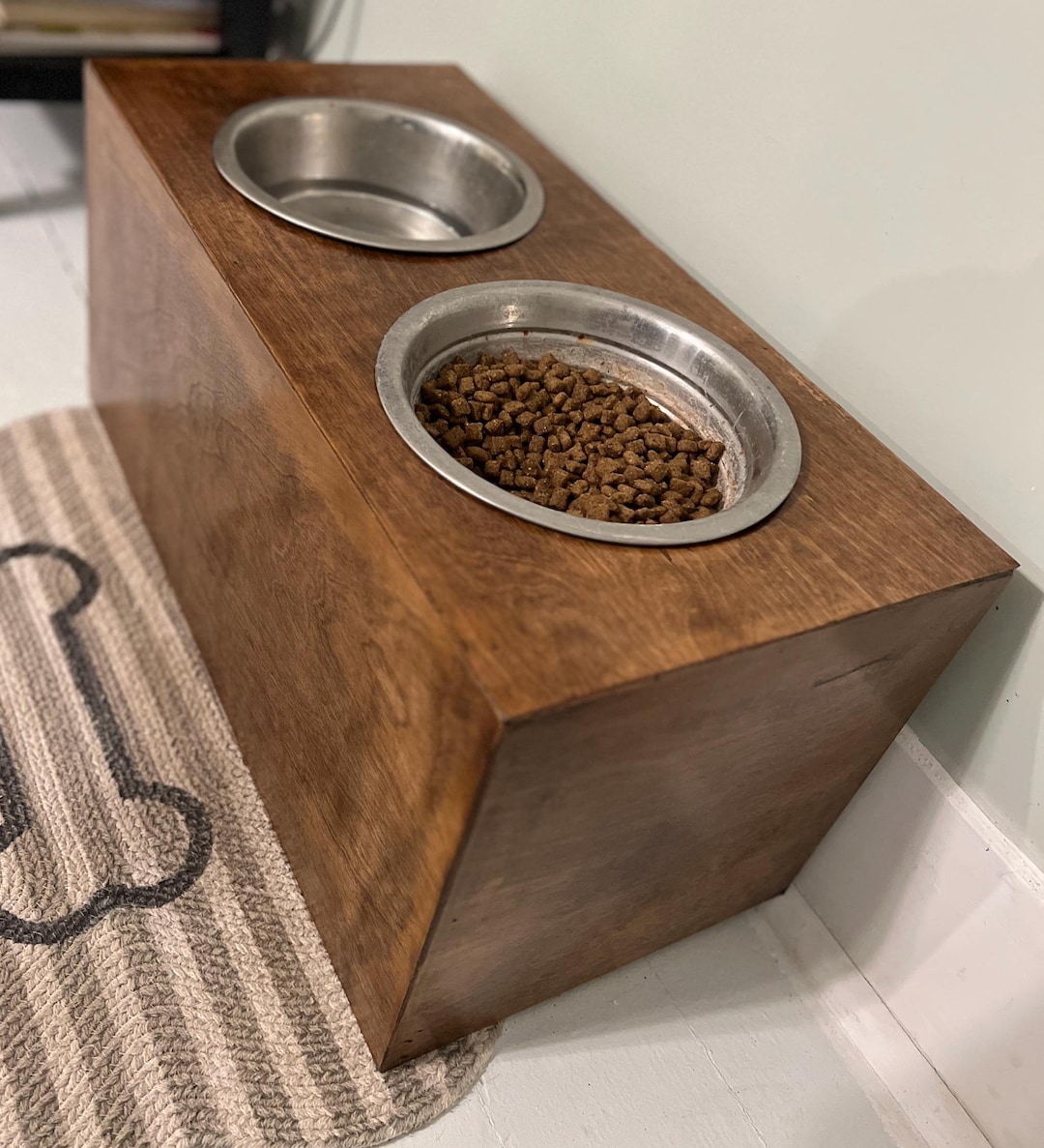Custom Dog Bowl Riser - Handmade Wooden Pet Feeder Stand, Personalized ...