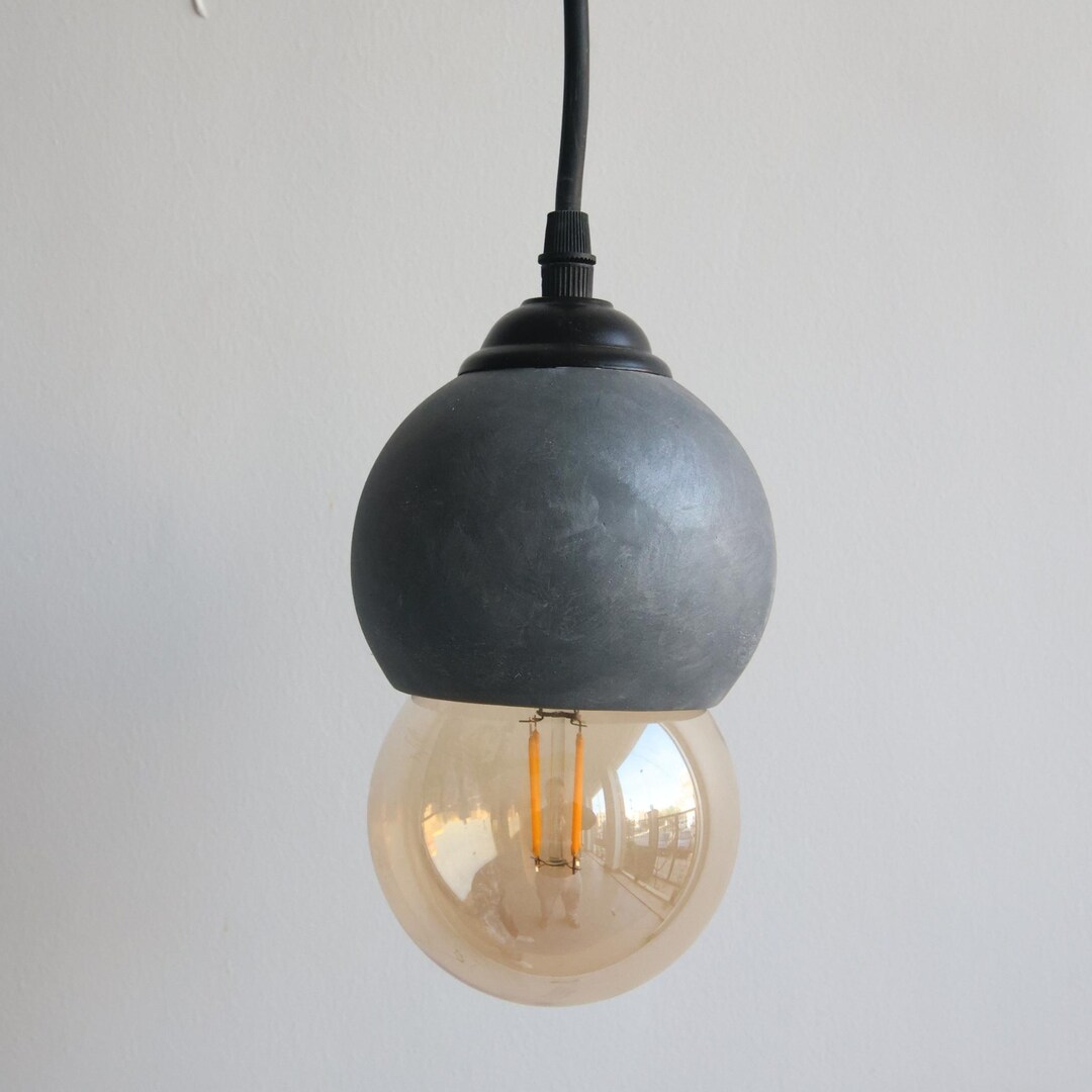 Industrial Chic Fiberglass Pendant Light, Minimalist Exposed Bulb ...