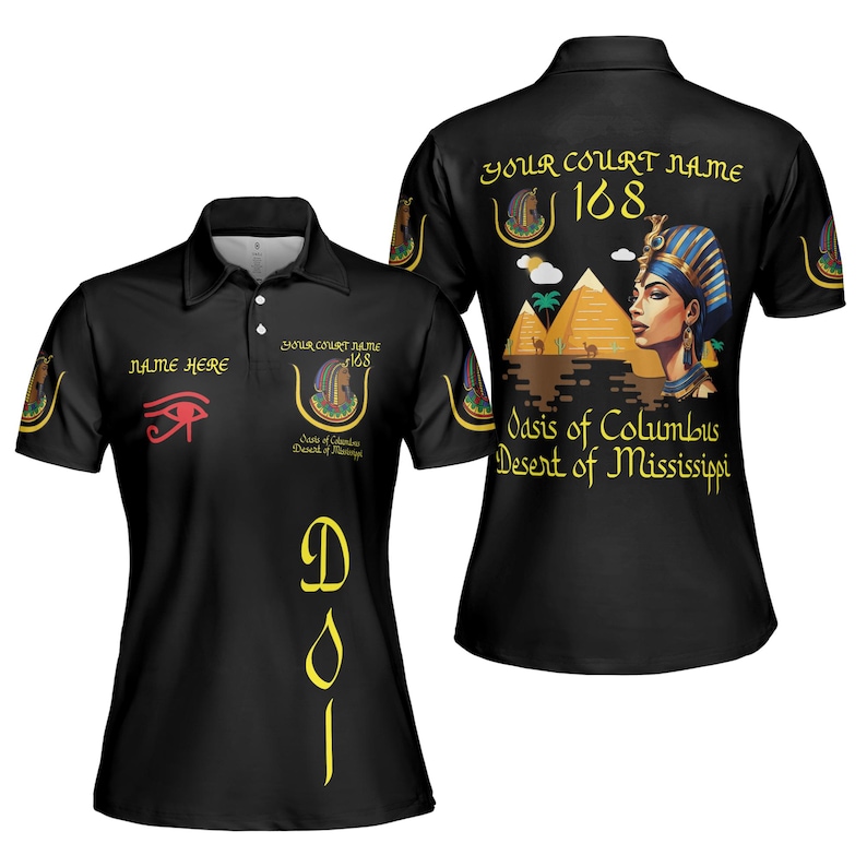 Custom Name DOI Daughters of Isis PYRAMID QUEEN Women 3D Polo Shirt ...