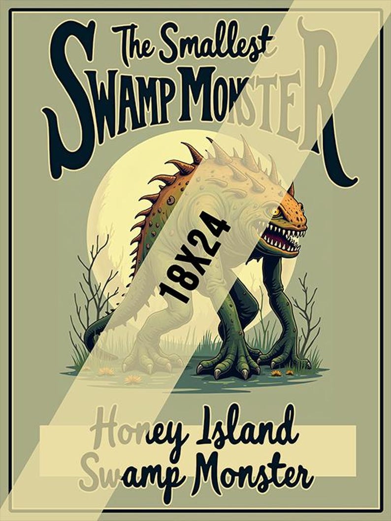 Honey Island Swamp Monster Travel Poster: Mid-century Cryptid Art - Etsy