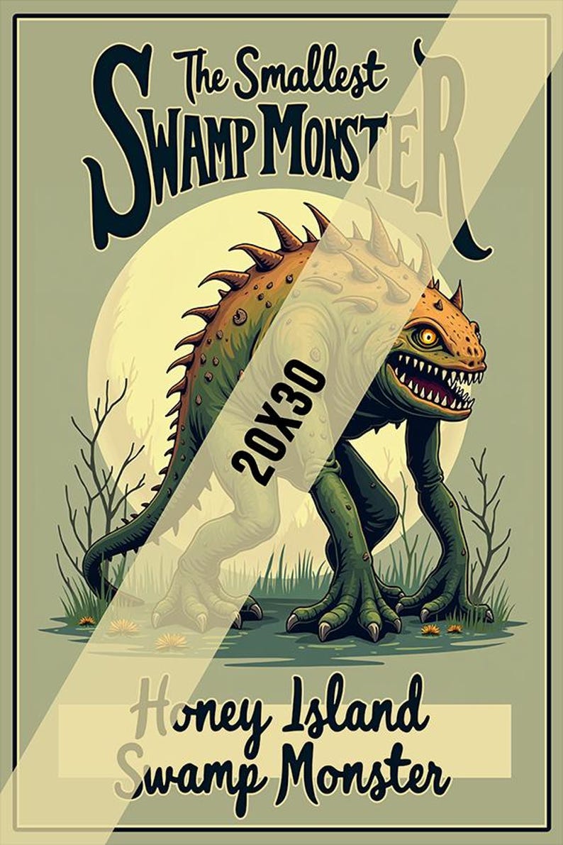 Honey Island Swamp Monster Travel Poster: Mid-century Cryptid Art - Etsy