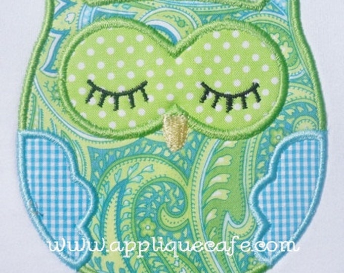 312 Sleeping Owl Machine Embroidery Applique Design | Etsy