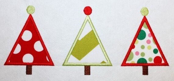 182 Tree Trio Machine Embroidery Applique Design | Etsy