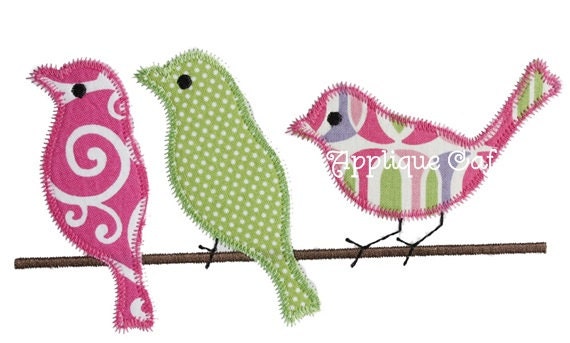 682 Zig Zag Birds Machine Embroidery Applique Design - Etsy UK
