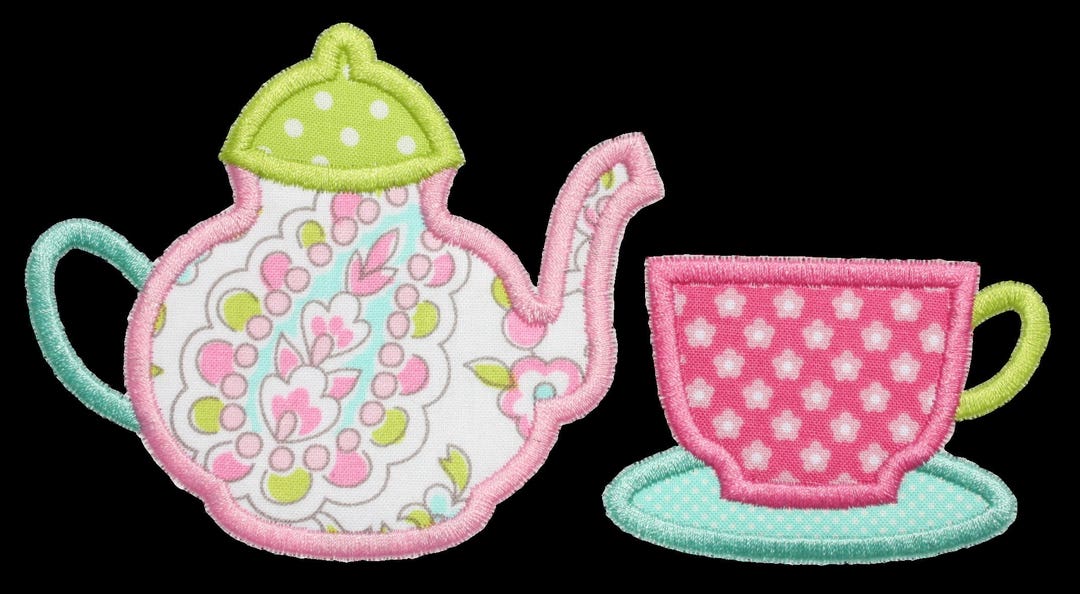 949 Teacup and Teapot Machine Embroidery Applique Design - Etsy