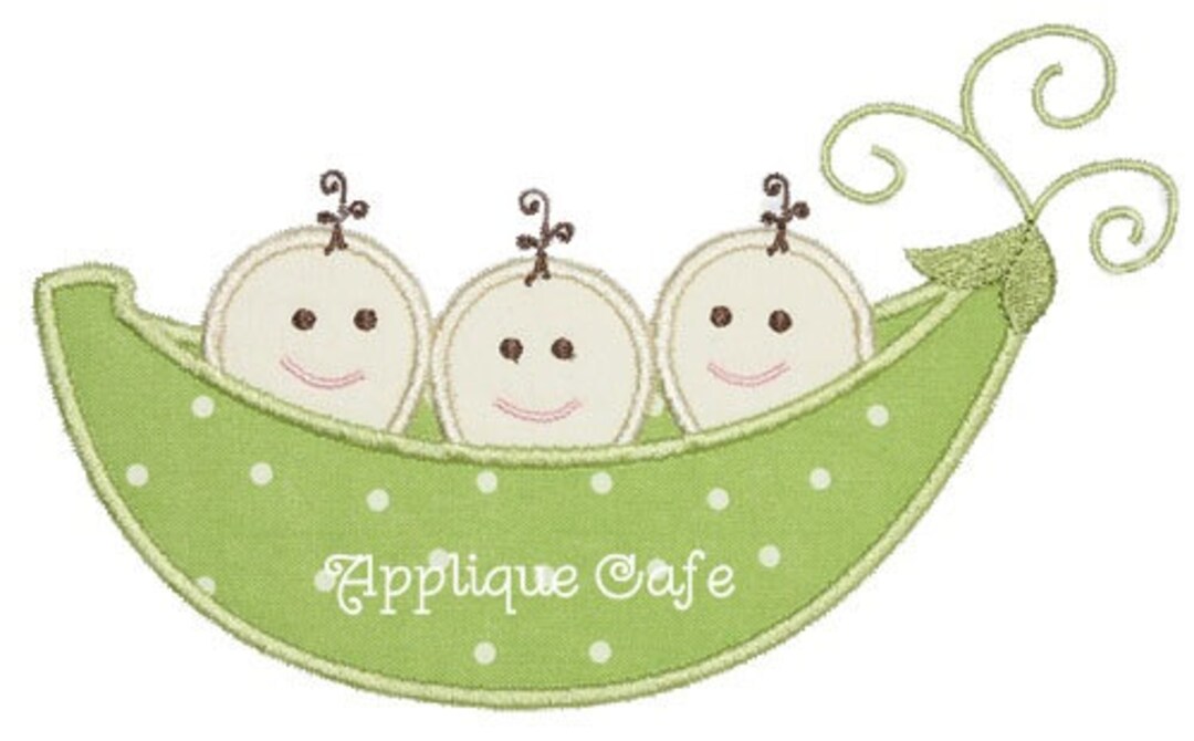 266 Triplet Pea Pod Machine Embroidery Applique Design - Etsy
