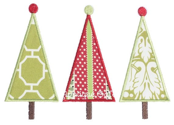 369 Tall Tree Trio Machine Embroidery Applique Design - Etsy