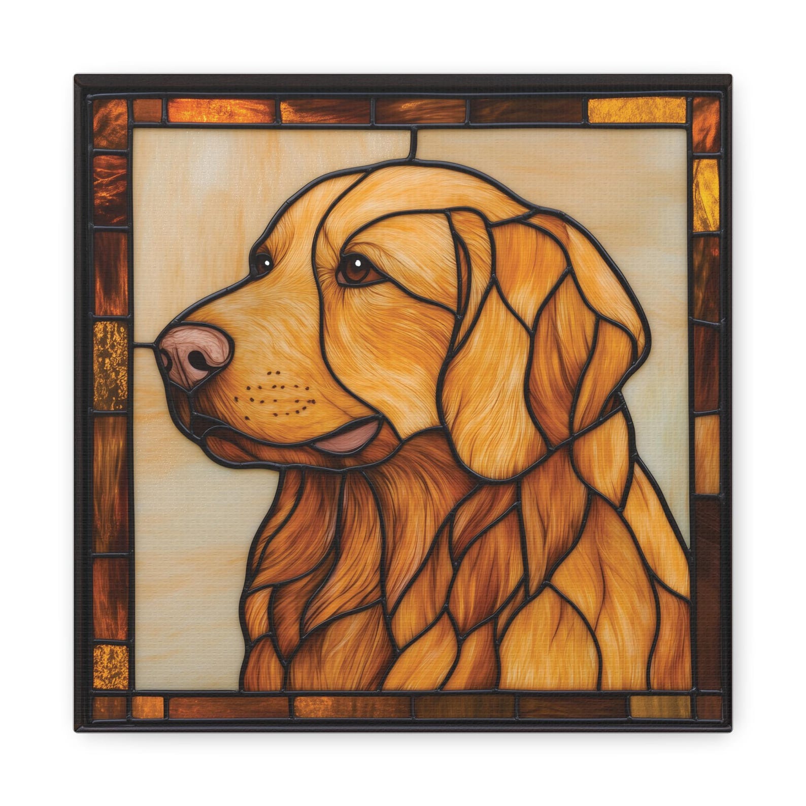 Golden Retriever Grace Stained Glass Canvas Art of a Loyal Companion ...