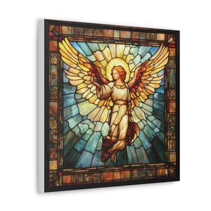 Heavenly Angel With Radiant Wings Stained Glass Canvas Art of Divine ...