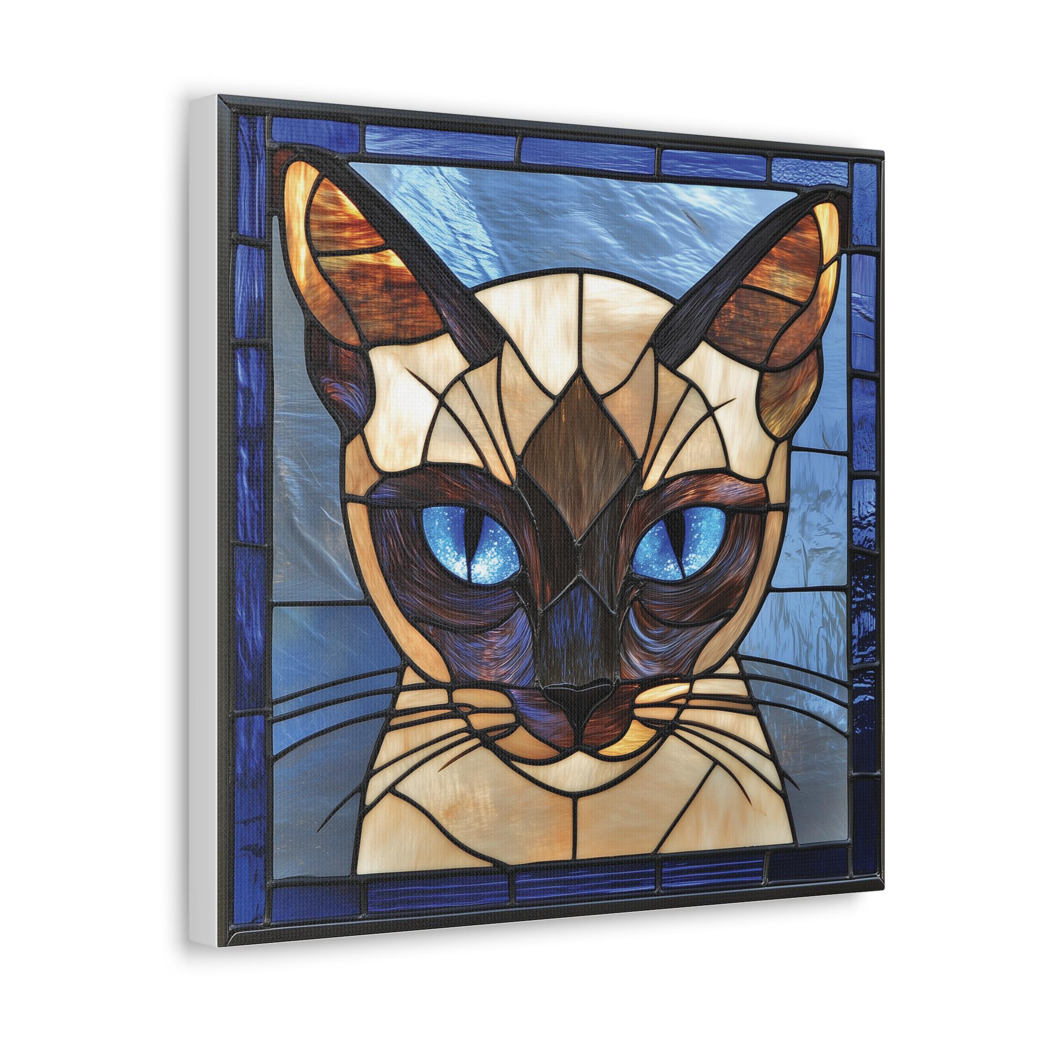 Sleek Siamese - Stained Glass-inspired Canvas Art of a Siamese Cat ...