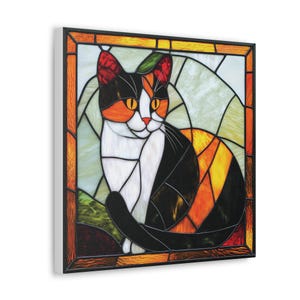 Calico Cat Stained Glass-inspired Canvas Art Faux Stained Glass Decor ...
