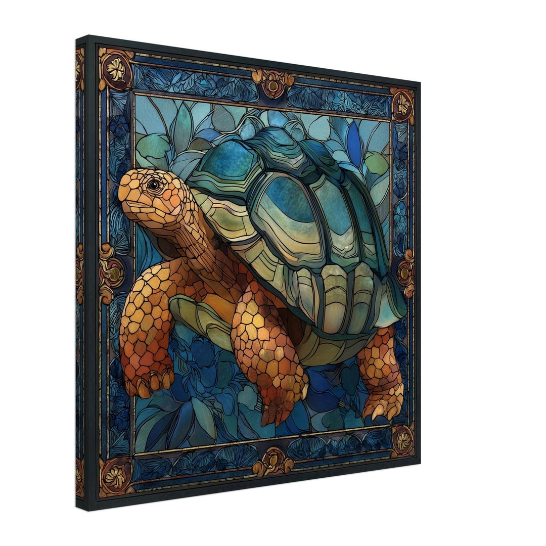 The Ancient Tortoise, Stained Glass Canvas Art of a Majestic Galapagos ...