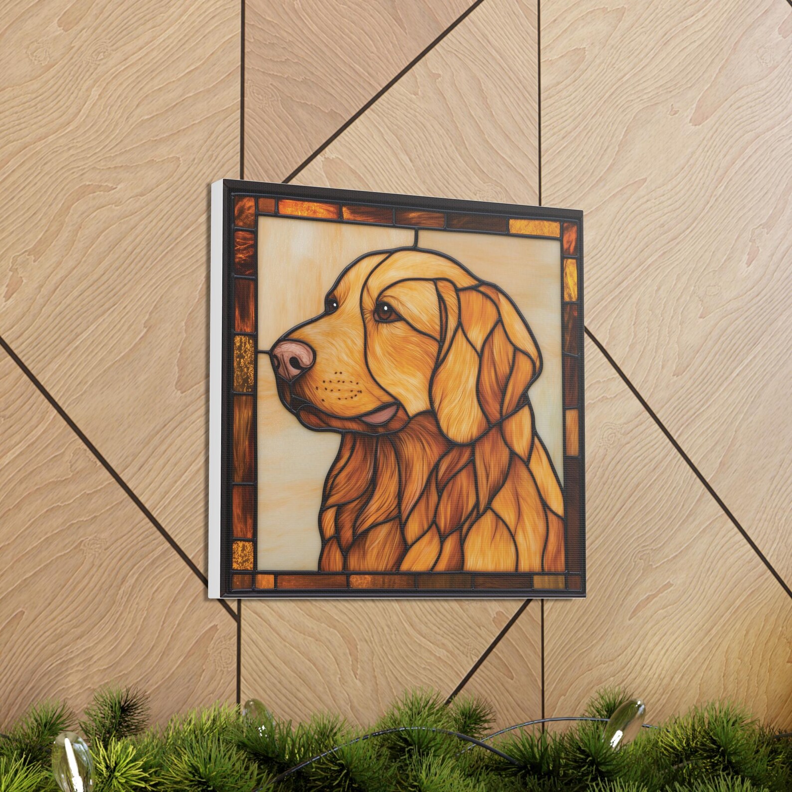 Golden Retriever Grace Stained Glass Canvas Art of a Loyal Companion ...
