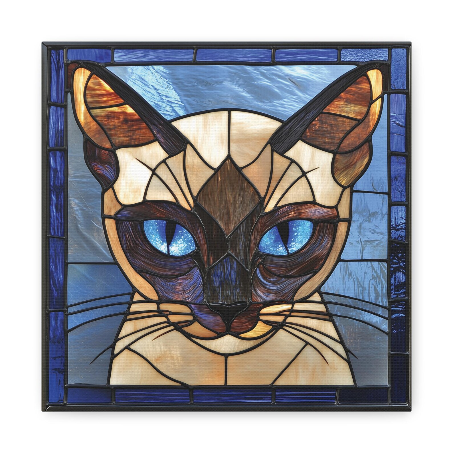 Sleek Siamese - Stained Glass-inspired Canvas Art of a Siamese Cat ...