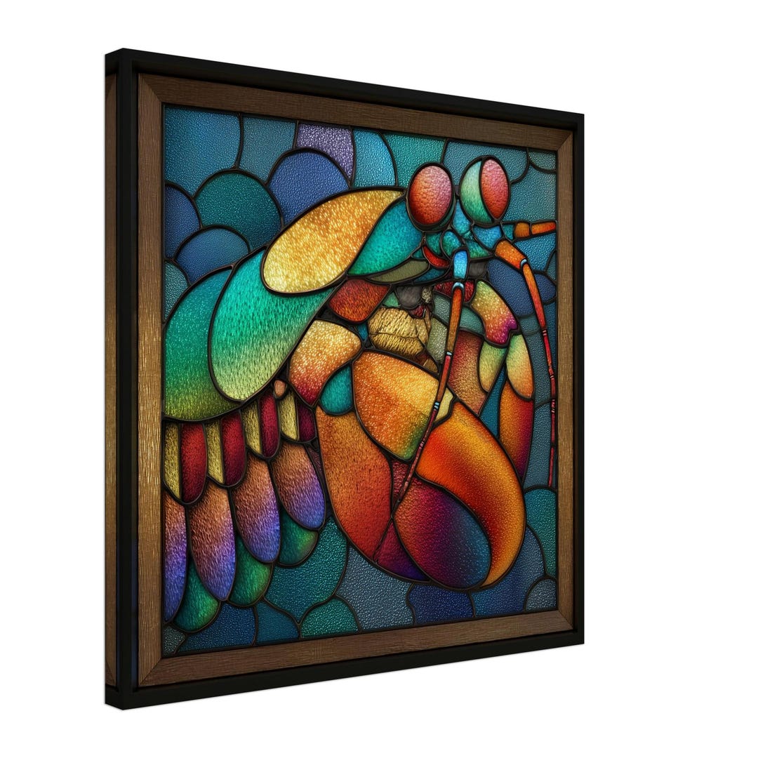 The Peacock Mantis Shrimp, Stained Glass Canvas Art of a Mantis Shrimp ...