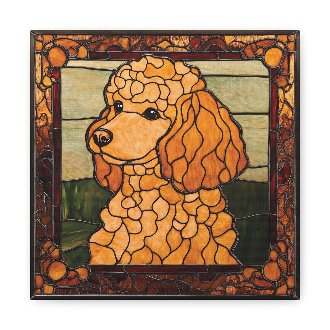 Elegant Poodle Portrait Stained Glass Canvas Art With Warm Tones Faux ...