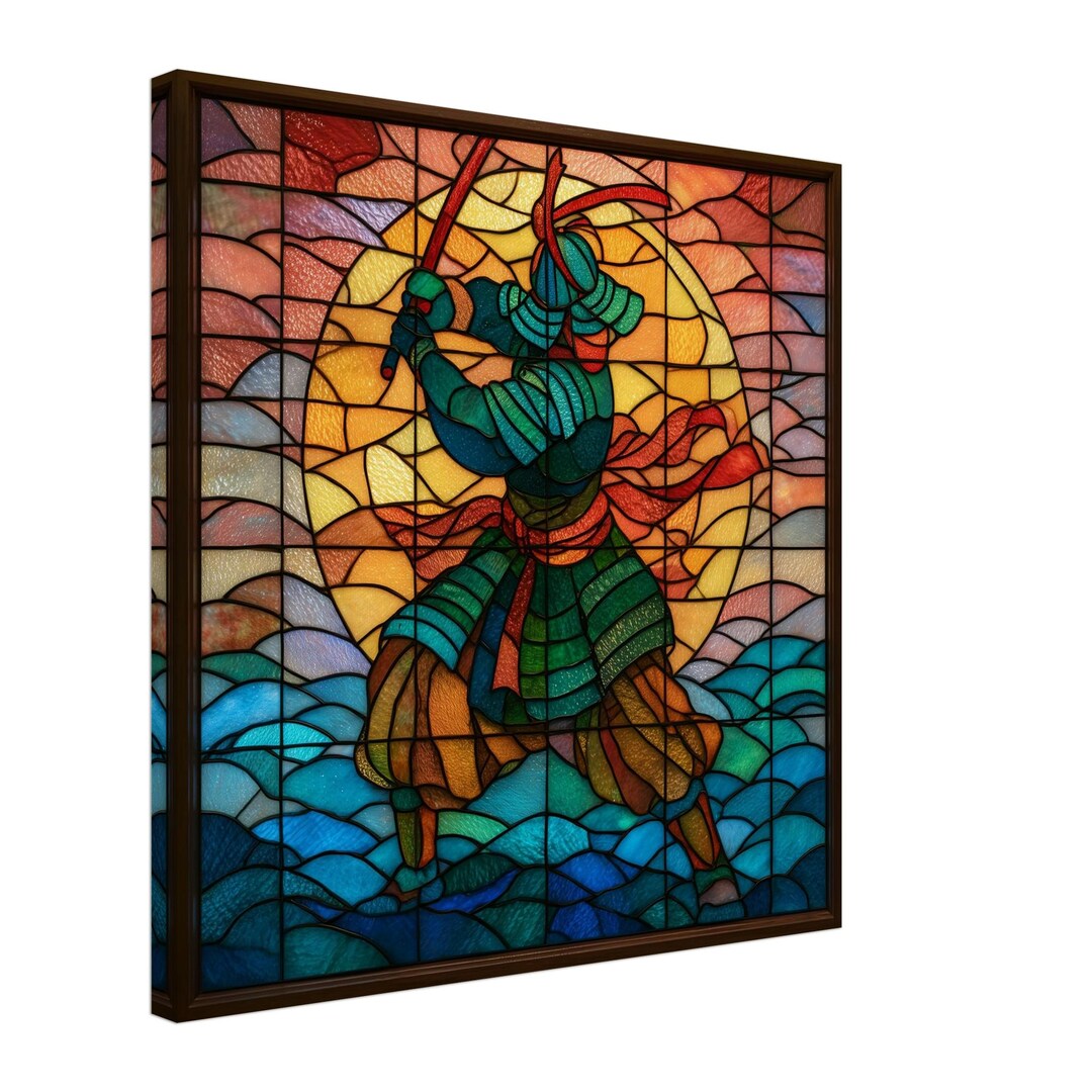 The Last Samurai, Stained Glass Canvas Art of a Samurai Warrior, Faux ...