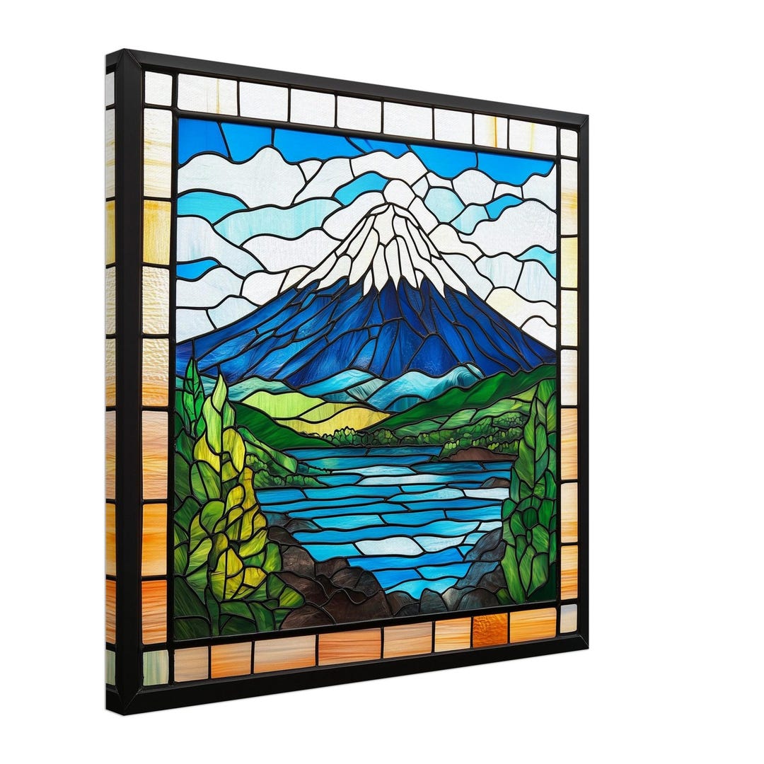 Eternal Summit, Stained Glass Canvas Art of Mount Kilimanjaro, Faux ...