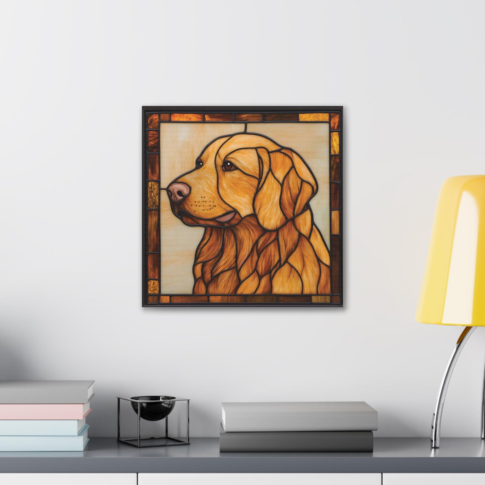 Golden Retriever Grace Stained Glass Canvas Art of a Loyal Companion ...