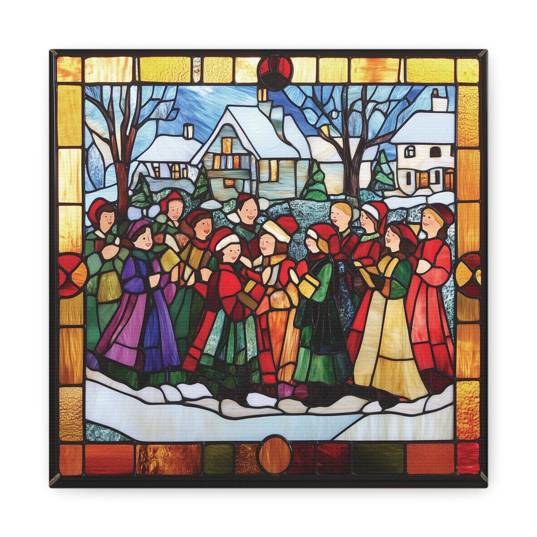 Holiday Carolers Stained Glass Painting Canvas Art of Christmas ...