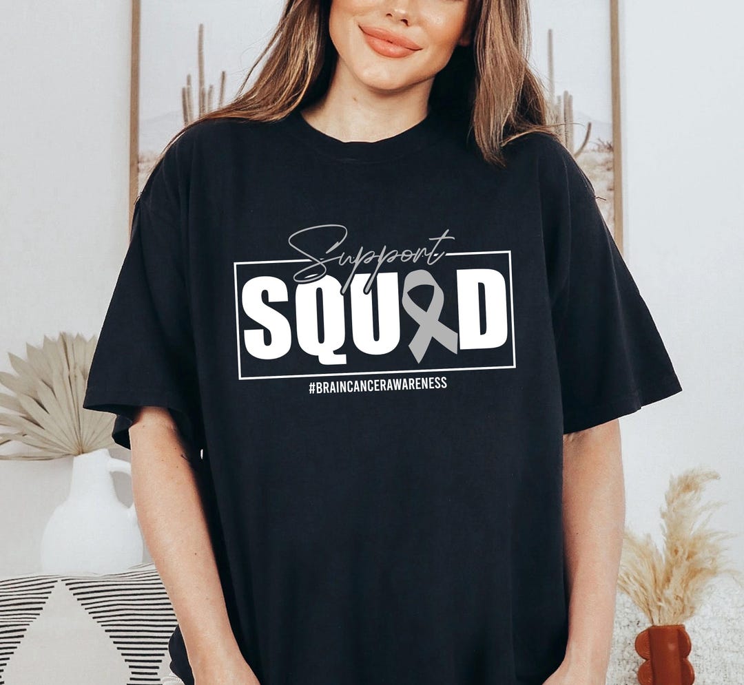 Support Squad Brain Cancer Awareness Shirt, Brain Cancer Support ...
