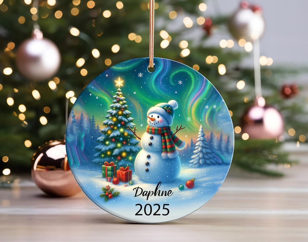 Personalized Whimsical Winter Snowman Ornament, Wonderland Northern ...