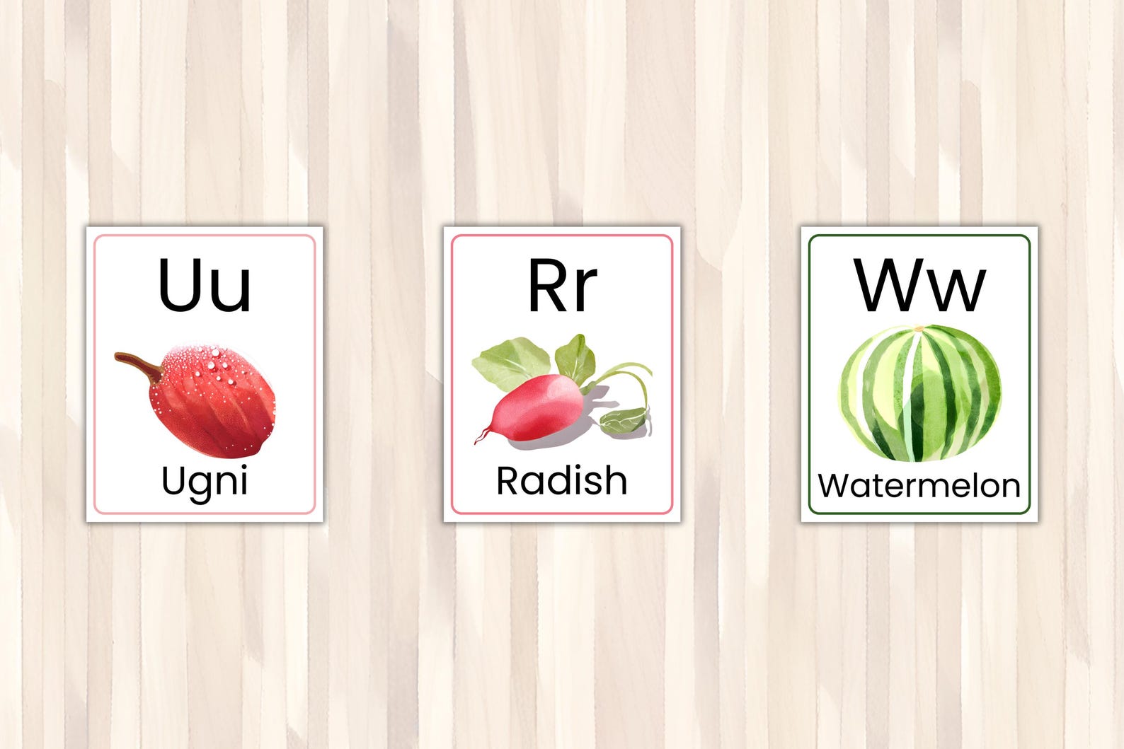 EDITABLE, PRINTABLE Alphabet Flashcards (fruits and Vegetables) - Etsy