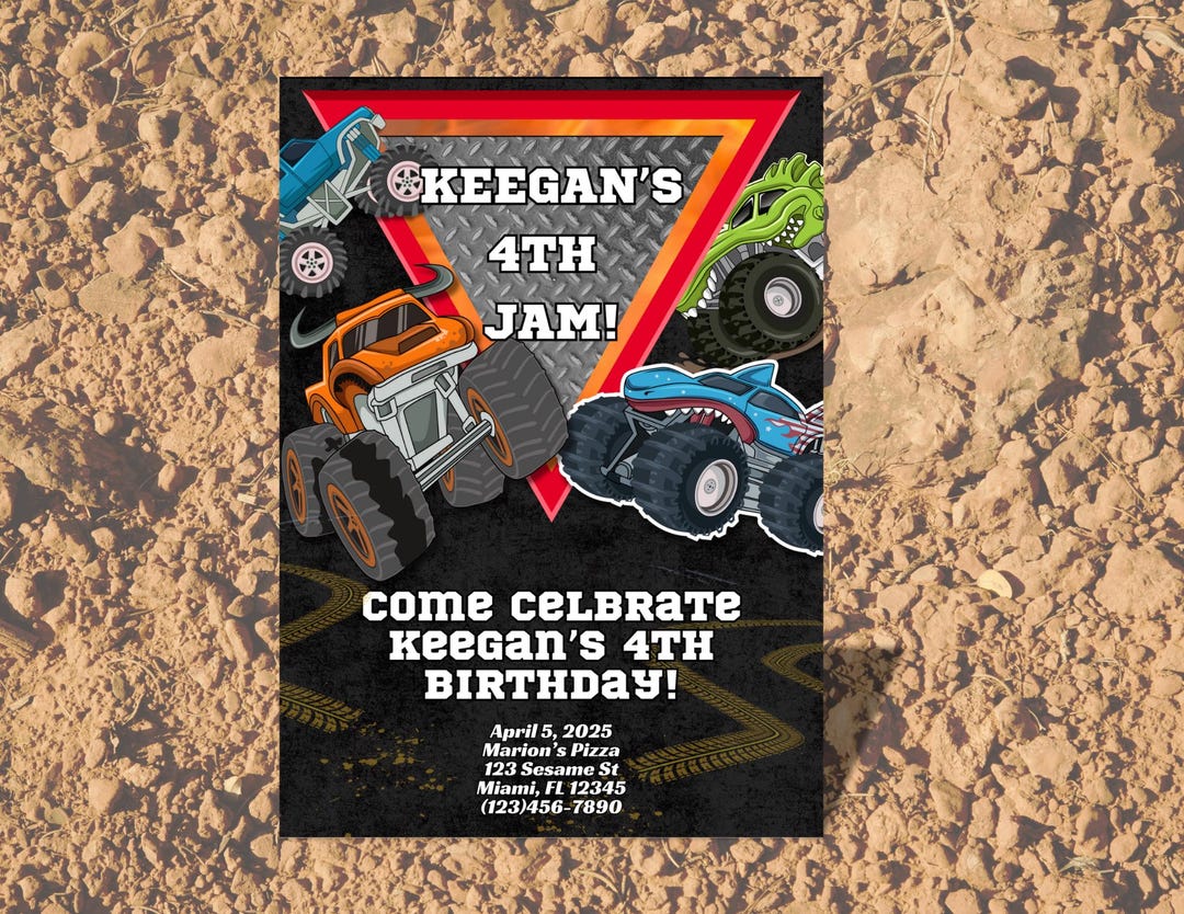 Monster Jam Birthday Invitation - Etsy