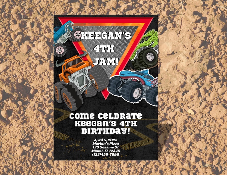 Monster Jam Birthday Invitation - Etsy