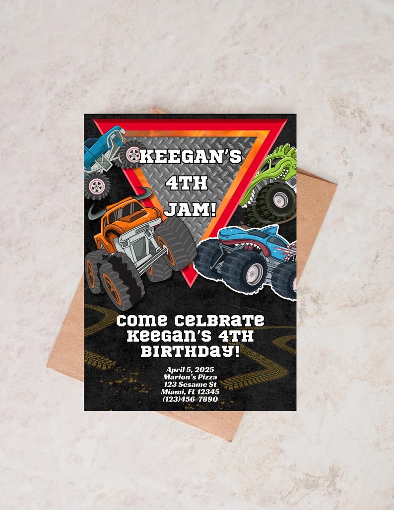 Monster Jam Birthday Invitation - Etsy