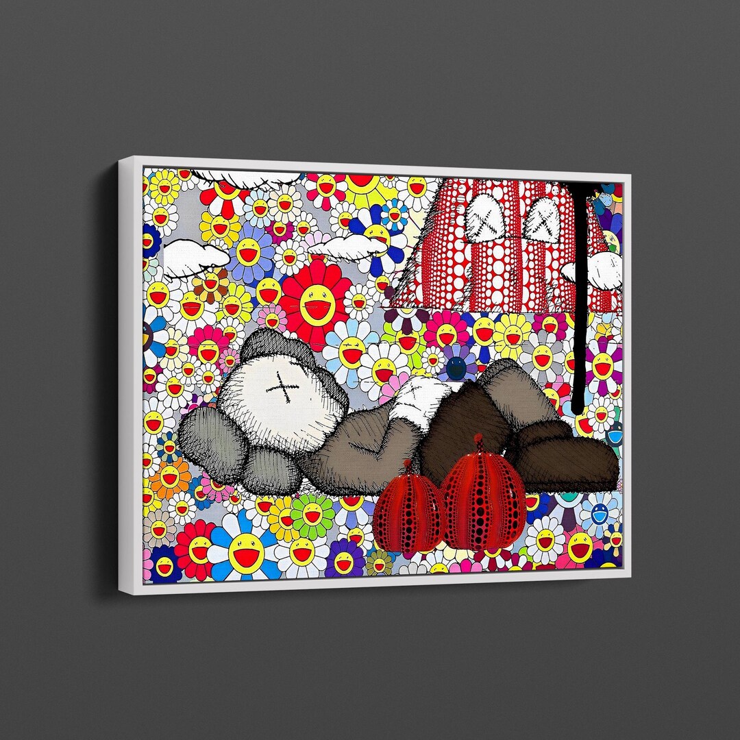 Takashi Style KAWS Pop Art Collage Canvas Wall Art Bold and Colorful ...