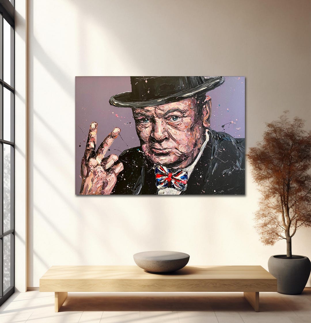 Winston Churchill Canvas Pop Art in Banksy Style Iconic Street Graffiti ...