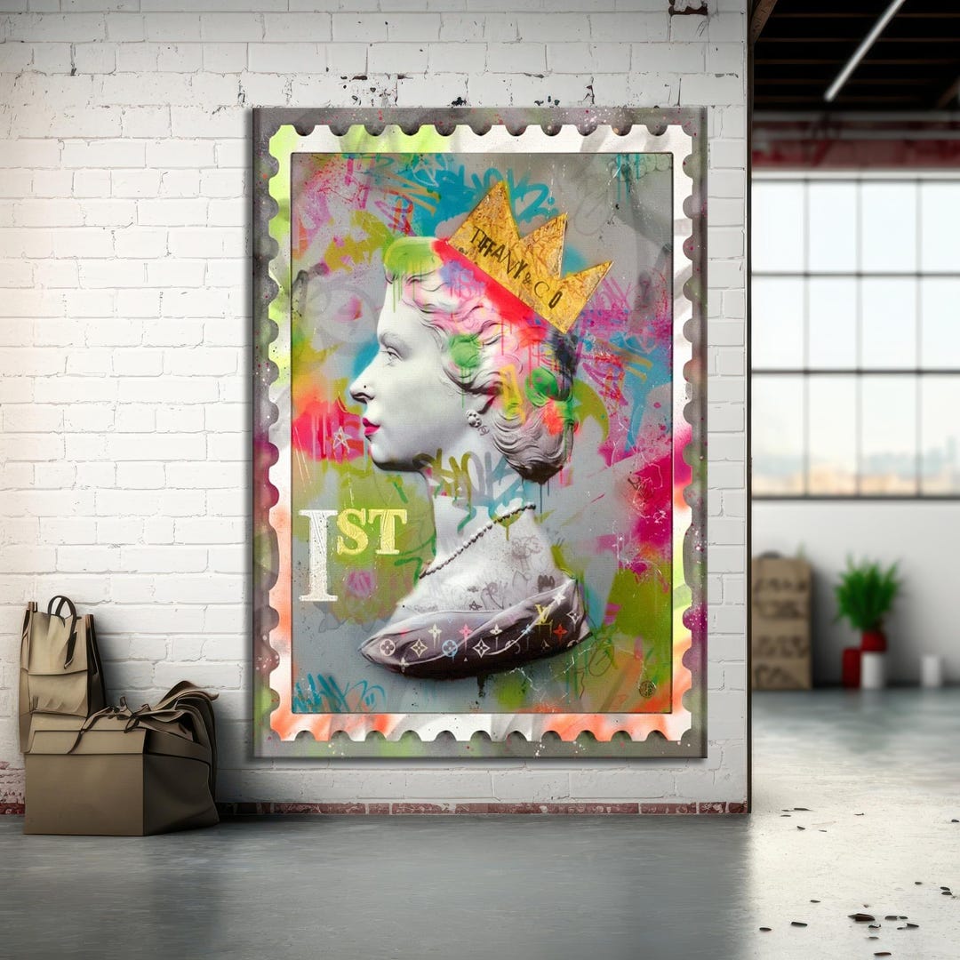 Banksy Colourful Queen Elizabeth Graffiti Pop Art Poster Iconic Street ...