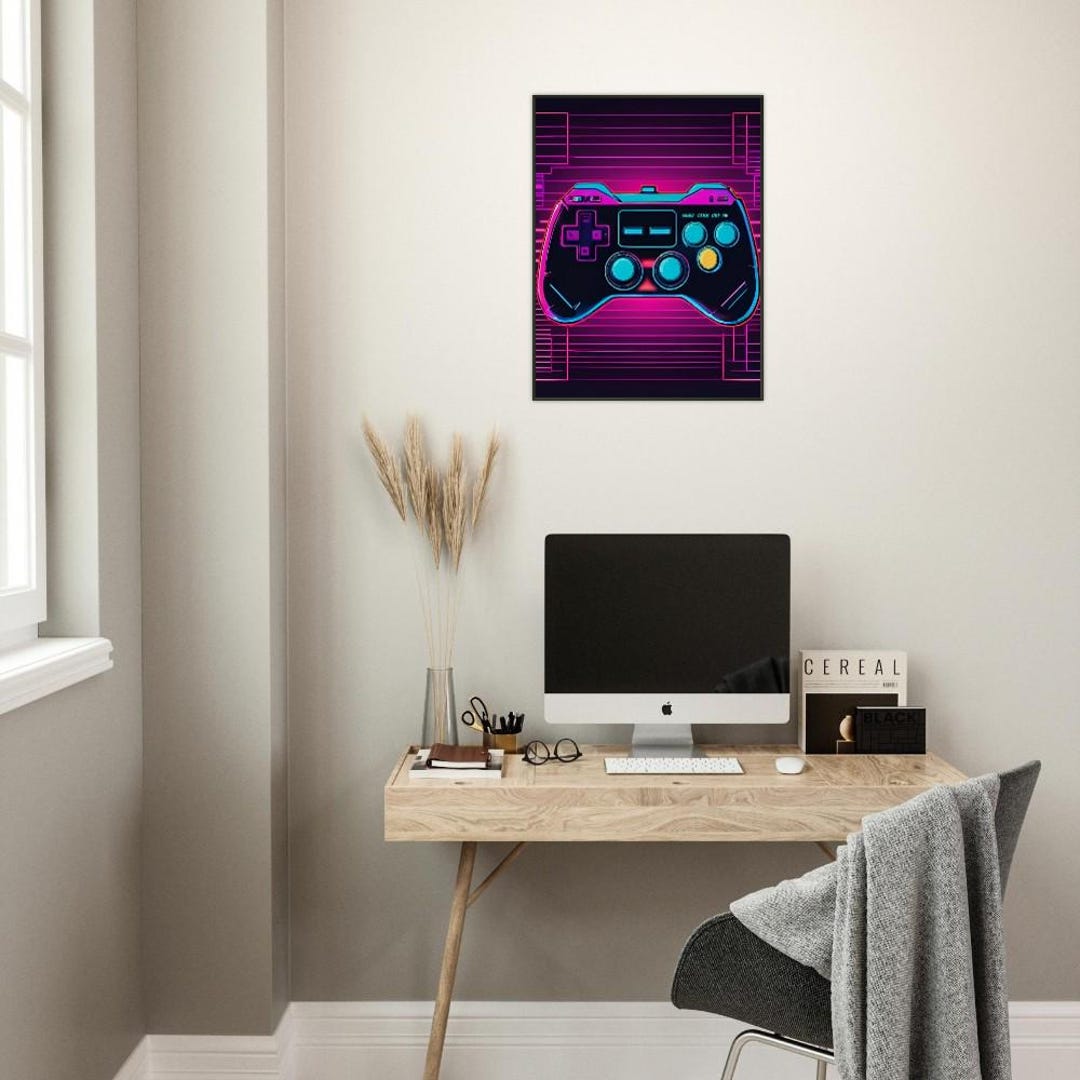 Gaming Decor Wall Art, Gaming Poster Framed, Retro Wall Art Canvas ...