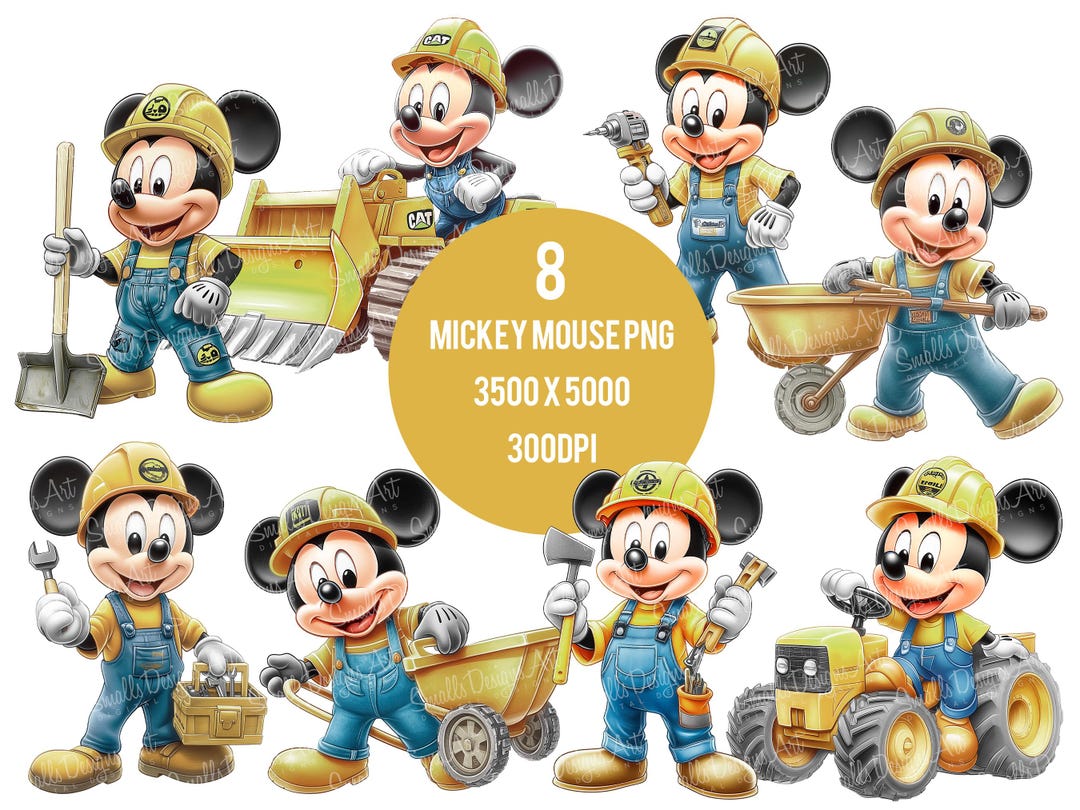 Set of 8 PNG Construction Mickey - Etsy