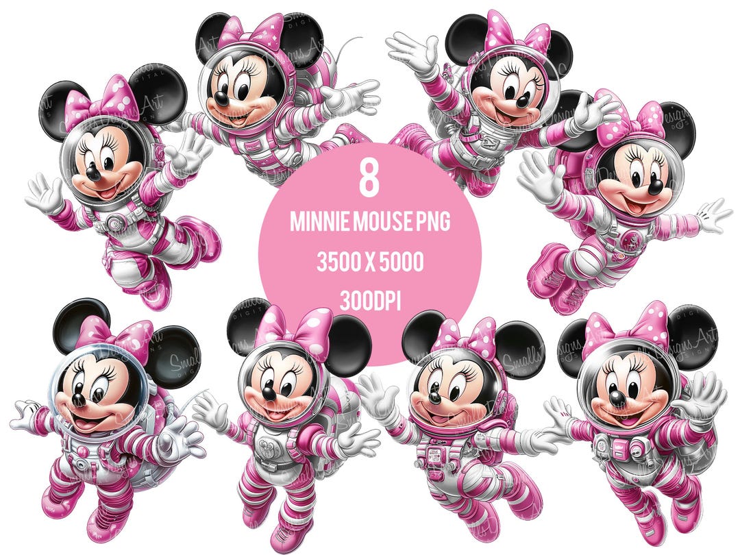 Set of 8 PNG Minnie Mouse Wearing Astronaut Suit - Etsy