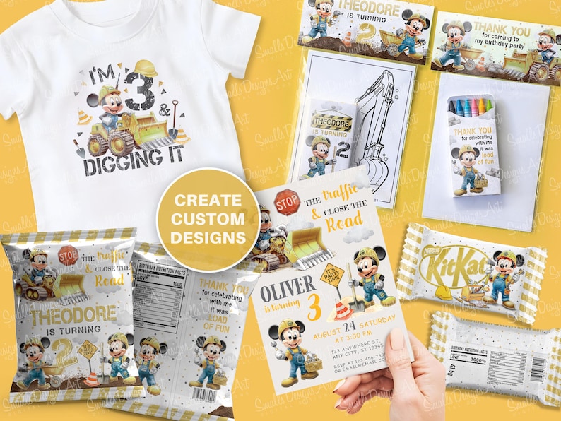 Set of 8 PNG Construction Mickey - Etsy