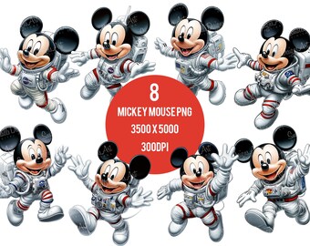 Set of 8 PNG Mickey Mouse Wearing Astronaut Suit - Etsy