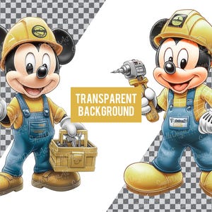 Set of 8 PNG Construction Mickey - Etsy