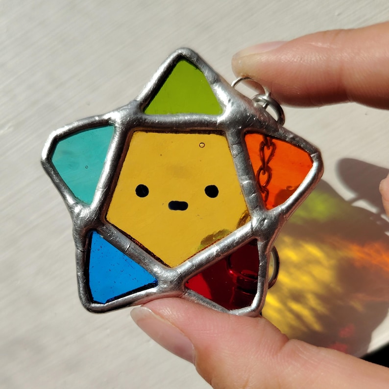 MADE TO ORDER: Stained Glass Keychain - Rainbow Star - Etsy