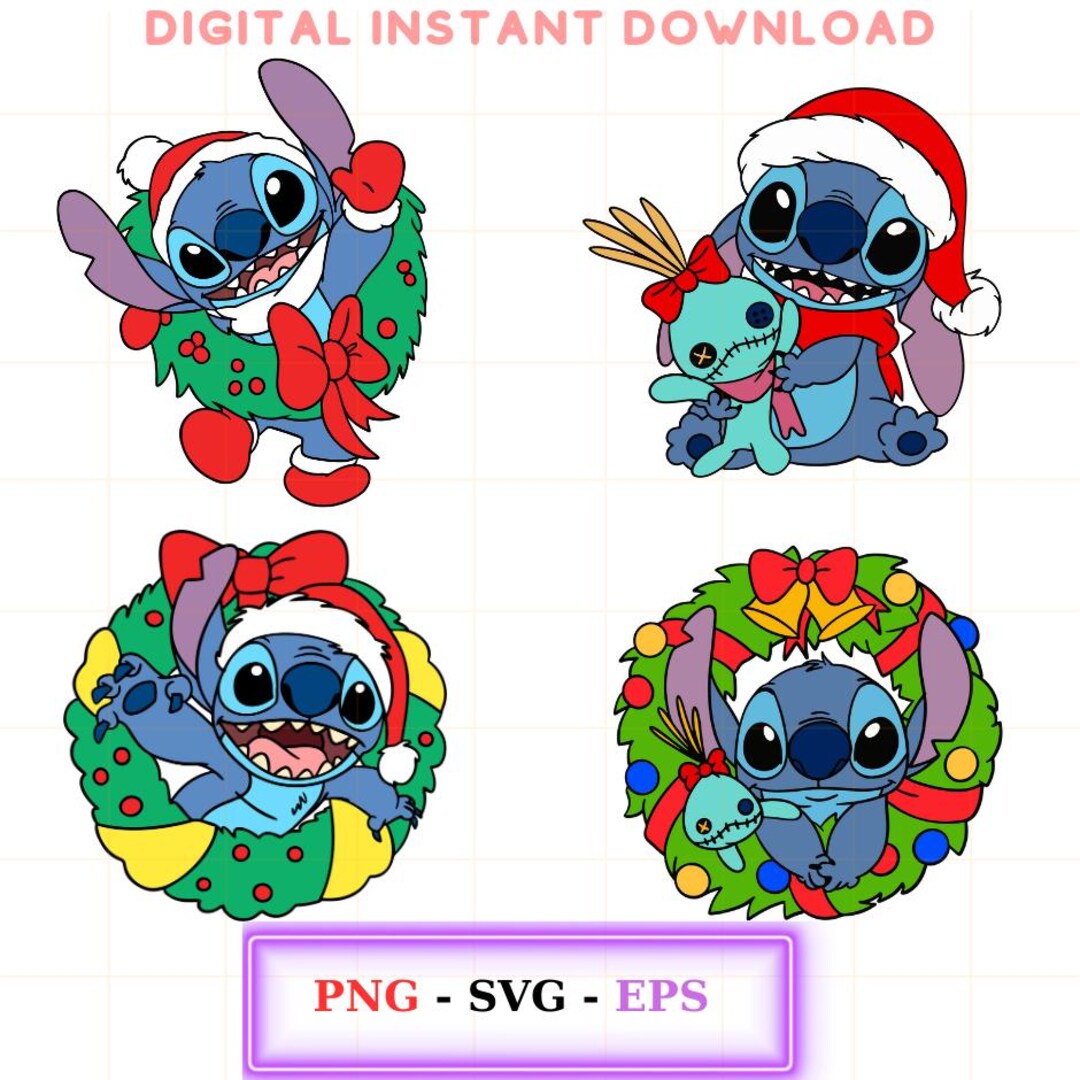 Christmas Stitch Svg, Christmas Cartoon Svg, Stitch Clipart, Christmas ...