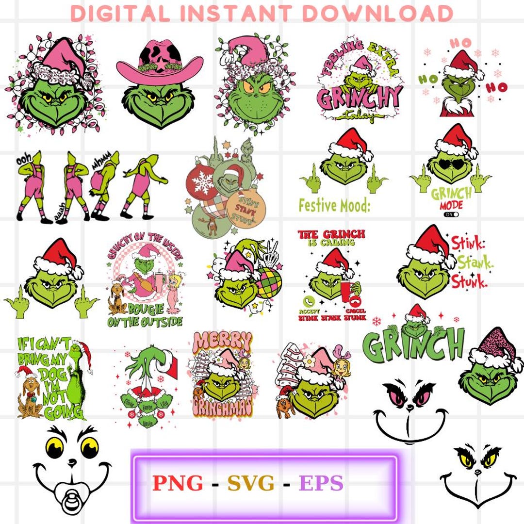 Cara de Grinch Svg, Mano de Grinch, Paquete SVG de Grinch, Adorno de ...